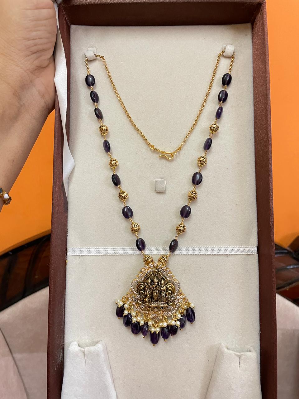 Real onyx beads chain premium quality gold antique finish – Kankanam ...