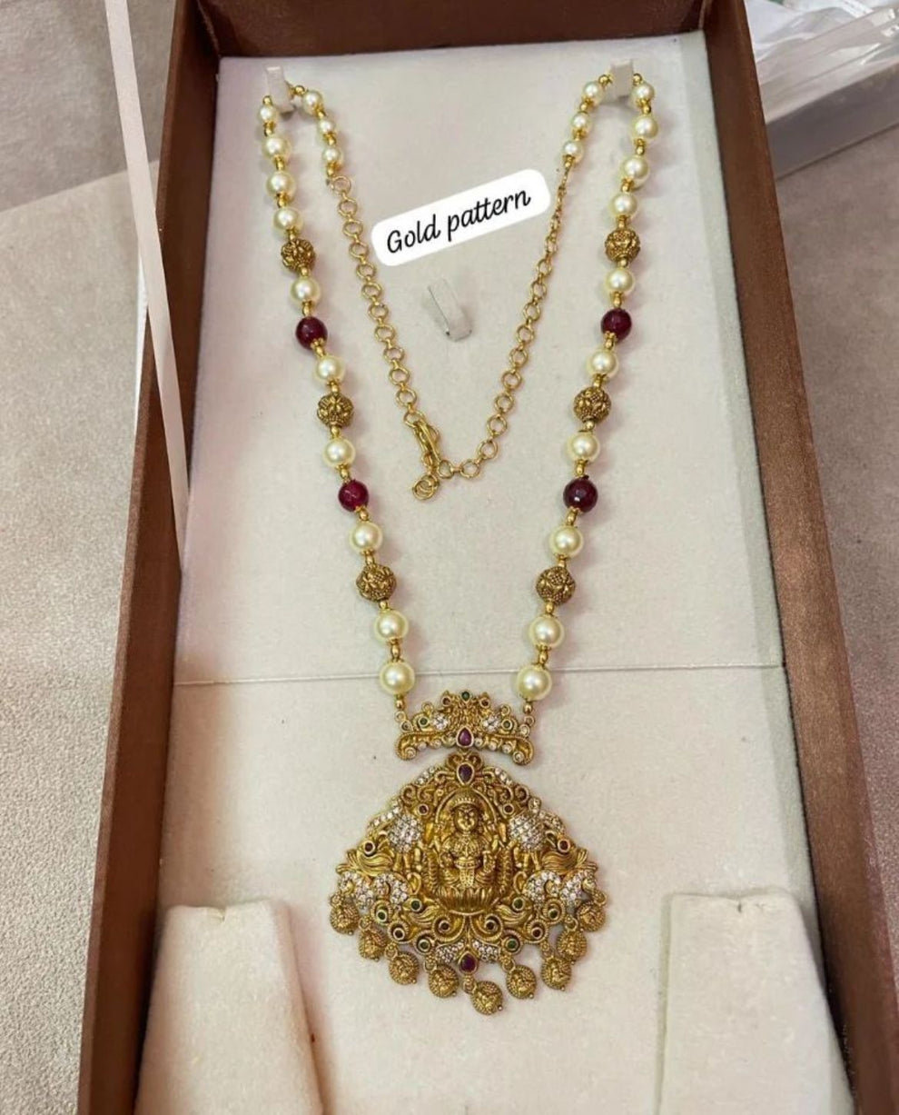 Gold nakshi pearl chain premium quality – Kankanam - South India Jewellery