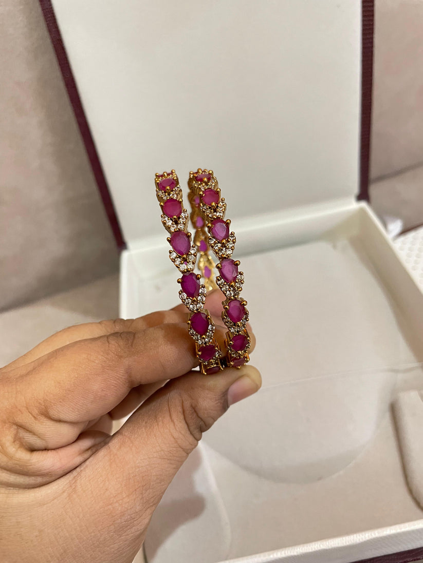 Radiant ruby stone bangles – Kankanam - South India Jewellery