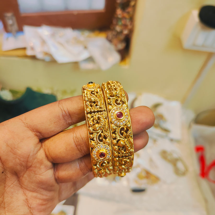 Antique peacock motif bangles – Kankanam - South India Jewellery