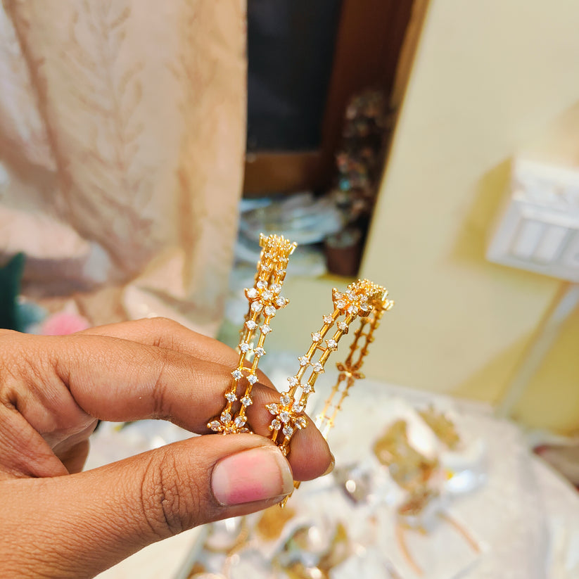 Floral shine diamond replica bangles – Kankanam - South India Jewellery