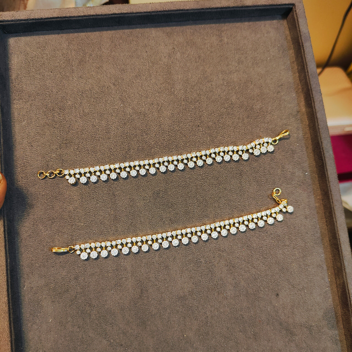 Gj finish diamond replica ear chain – Kankanam - South India Jewellery