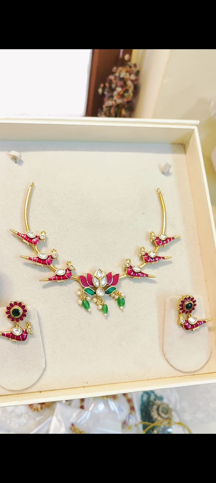 Gold replica Kanti necklace set – Kankanam - South India Jewellery